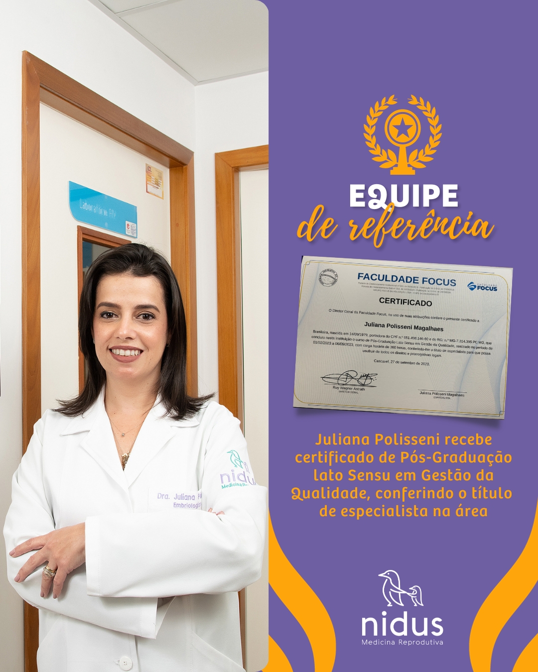 Juliana Polisseni recebe certificado de Pós-Graduação lato Sensu em ...